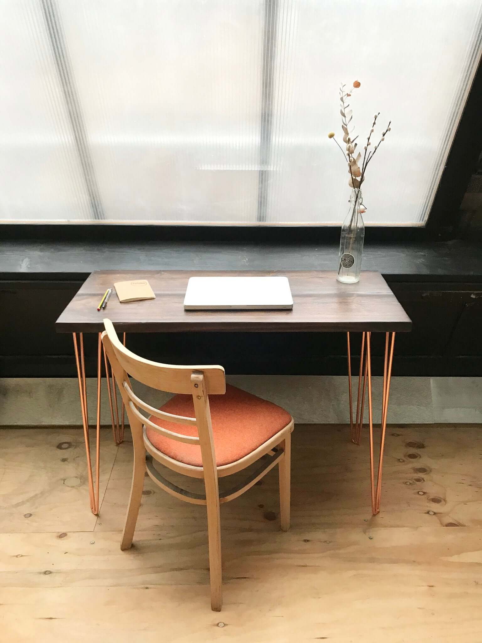 Desk with pin legs store